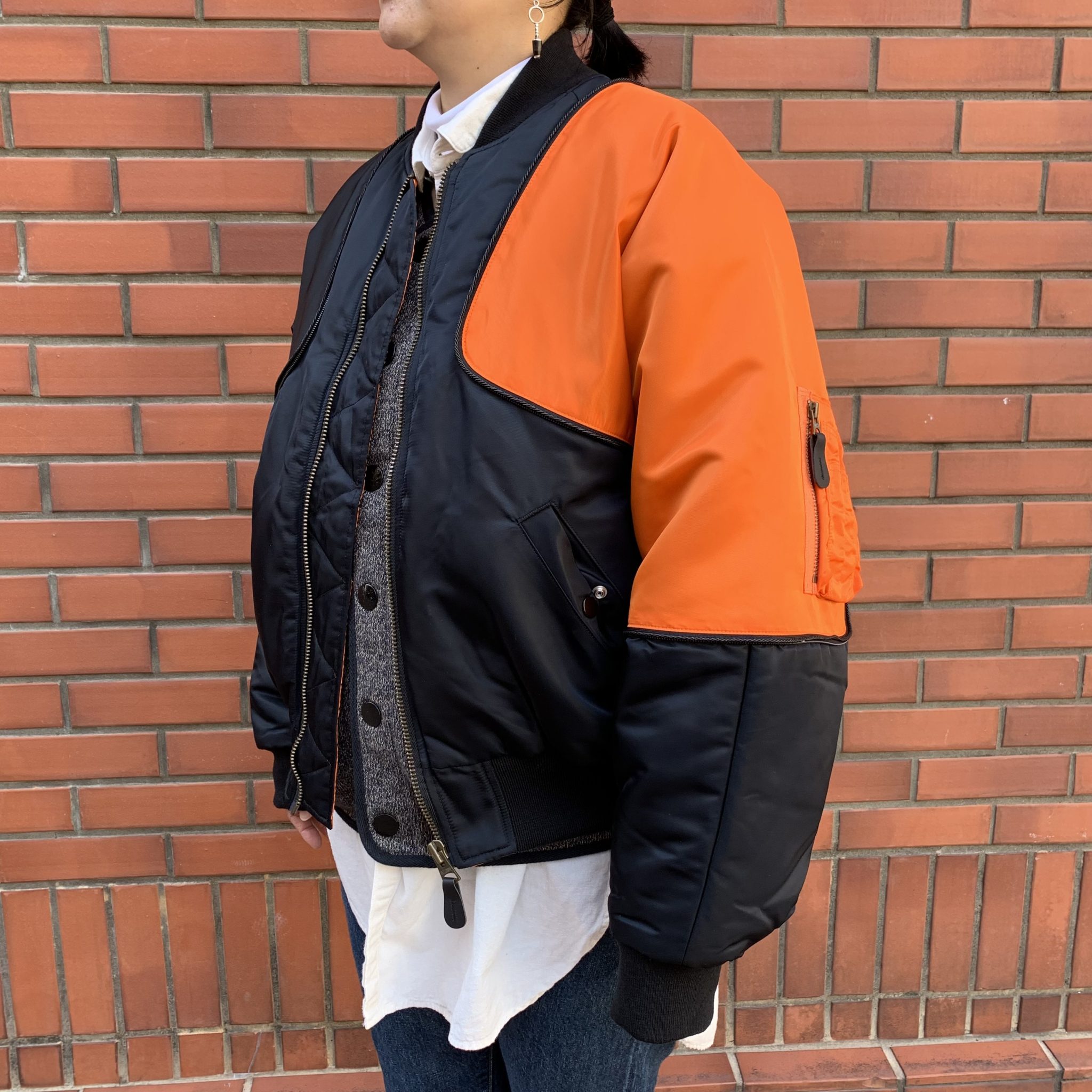 KAPITAL MA-1 NYLON SHAM BOMBER JACKET | INDIGO BLUE